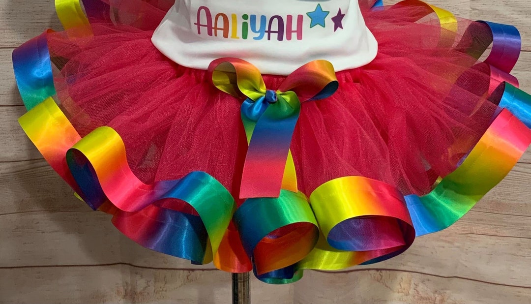 Rainbow Tutu, Pink Rainbow Tutu, Rainbow Ribbon Tutu, Rainbow Birthday ...