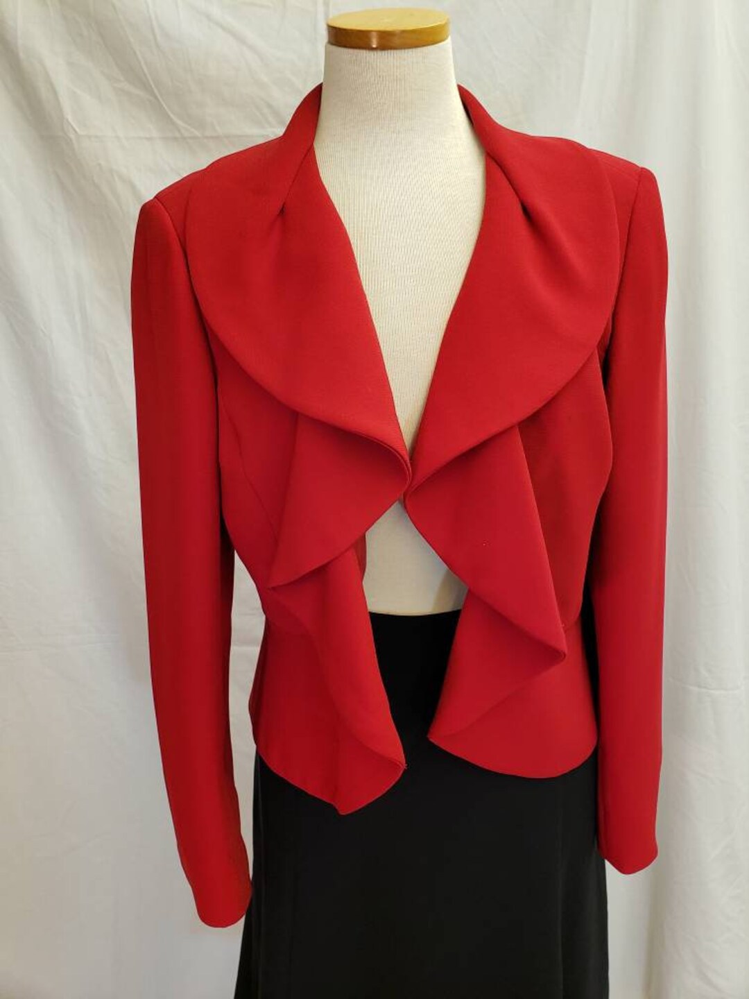 Kasper Red Ruffled Edge Waist Suit Jacket Sz 12 Lined - Etsy