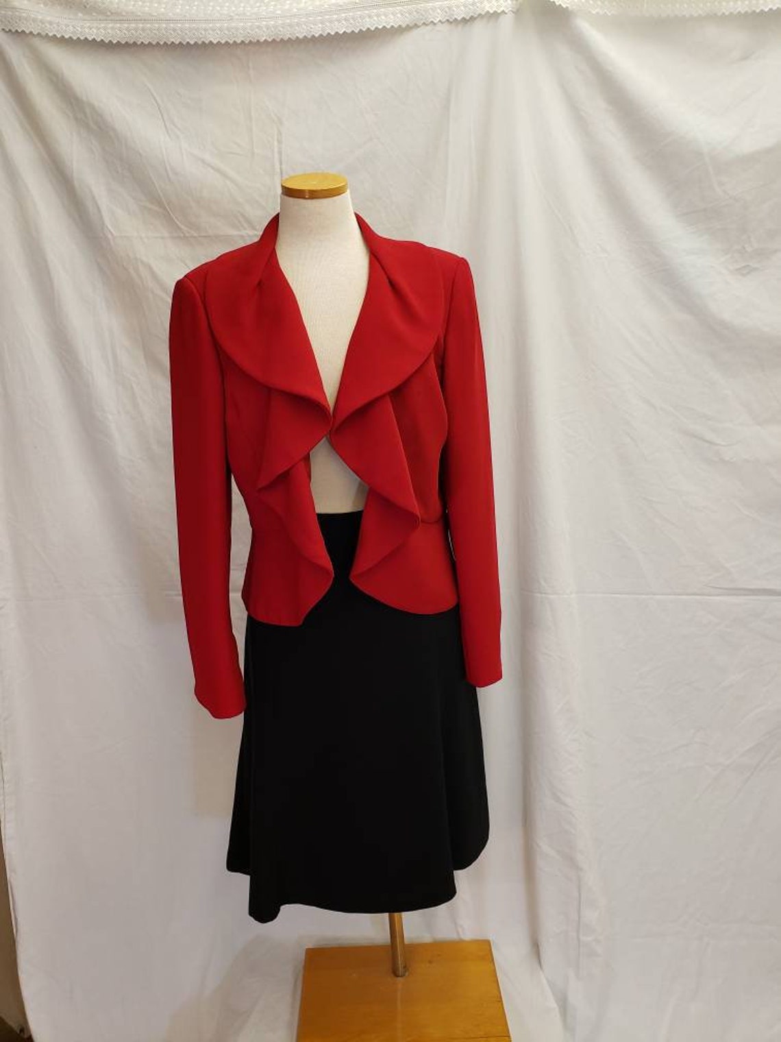 Kasper Red Ruffled Edge Waist Suit Jacket Sz 12 Lined - Etsy