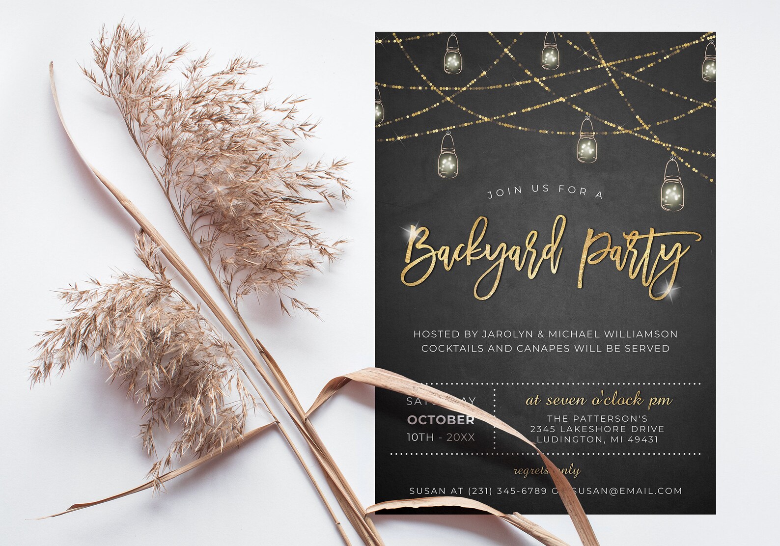 Rustic Backyard Party Invitation Template Outdoor Party - Etsy