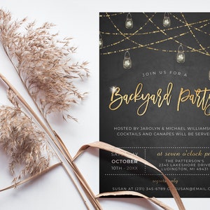 Rustic Backyard Party Invitation Template Outdoor Party Invitation ...