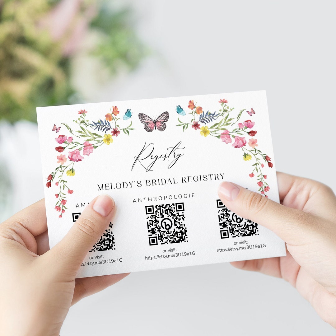Butterfly Bridal Shower Registry Card Template - Lifetime of ...