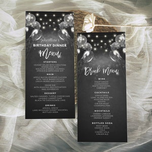 Black and Silver Menu Card - Menu Template and Drink Menu Event Menu ...
