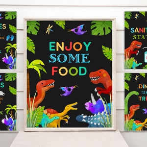 Printable Dinosaur Party Signs Dinosaur Birthday Party Sign Bundle ...