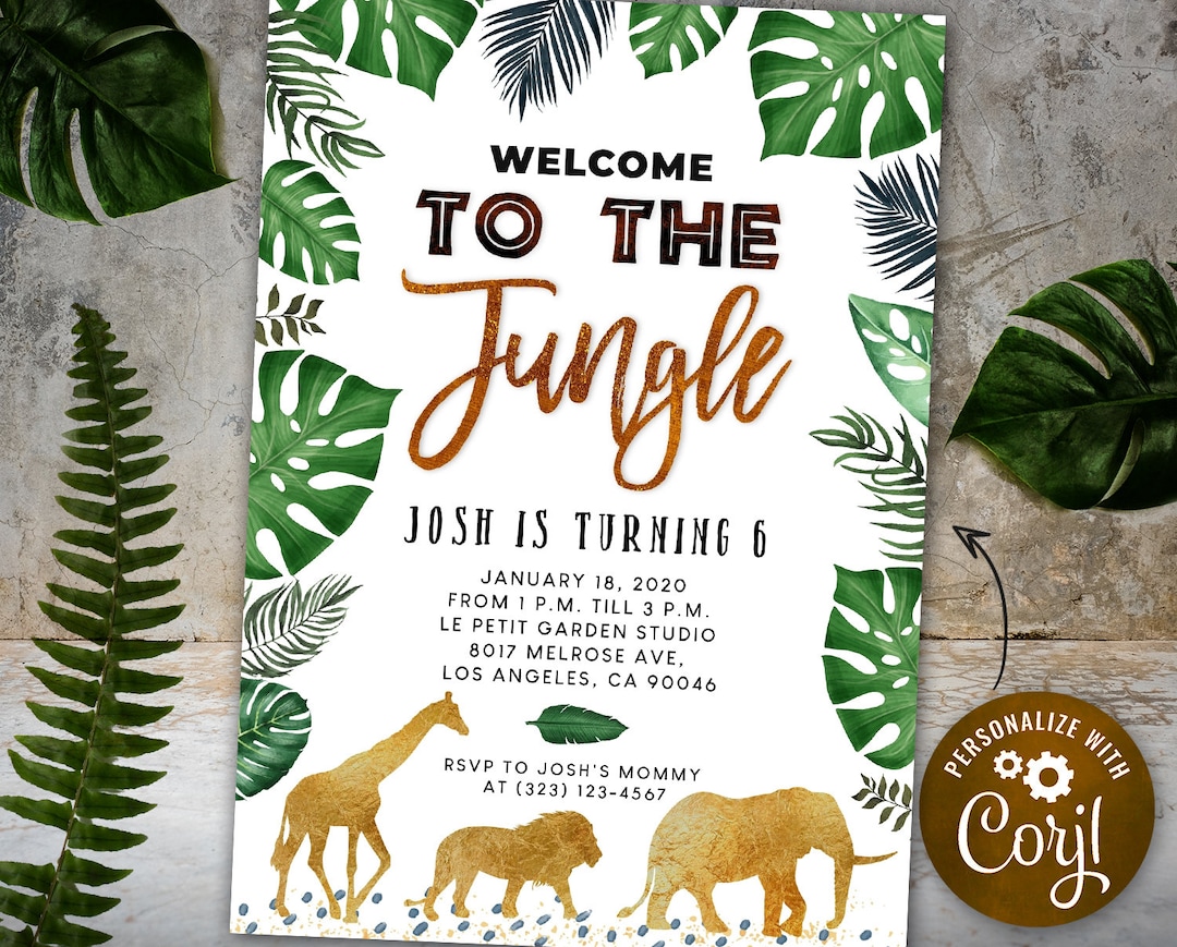 Safari Birthday Invitation - Jungle Birthday Party Invite - Jungle ...