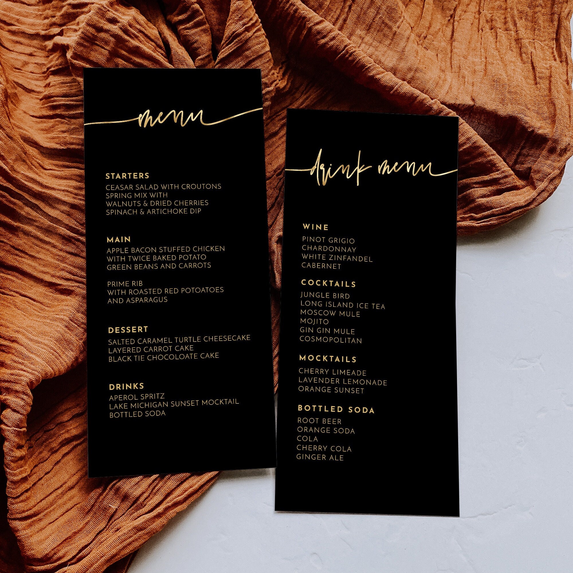 Editable Modern Black and Gold Menu Card Menu Template and - Etsy Australia