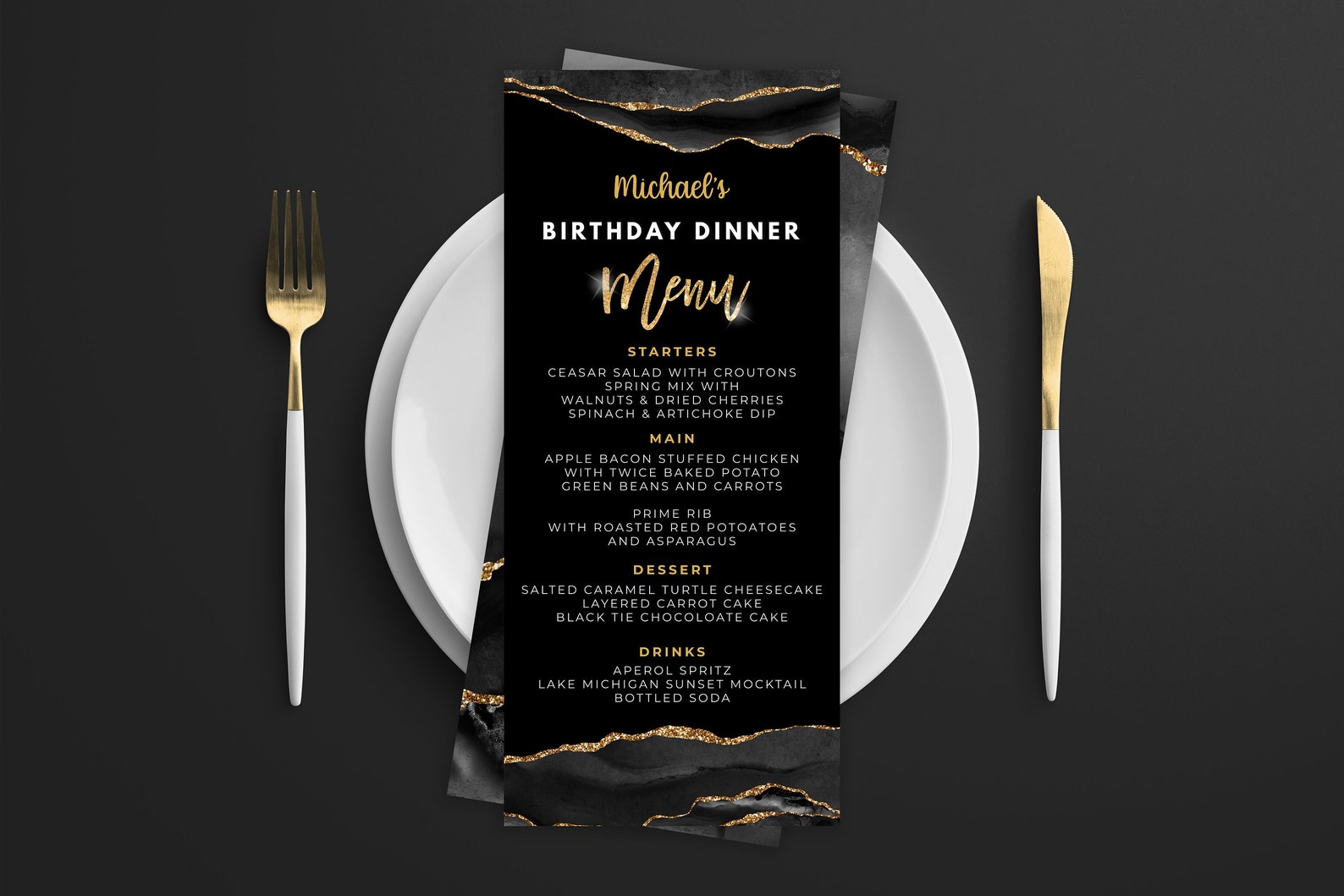 Black and Gold Menu Card - Menu Template and Drink Menu Event Menu ...