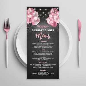 Pink and Black Menu Card - Menu Template and Drink Menu Event Menu ...