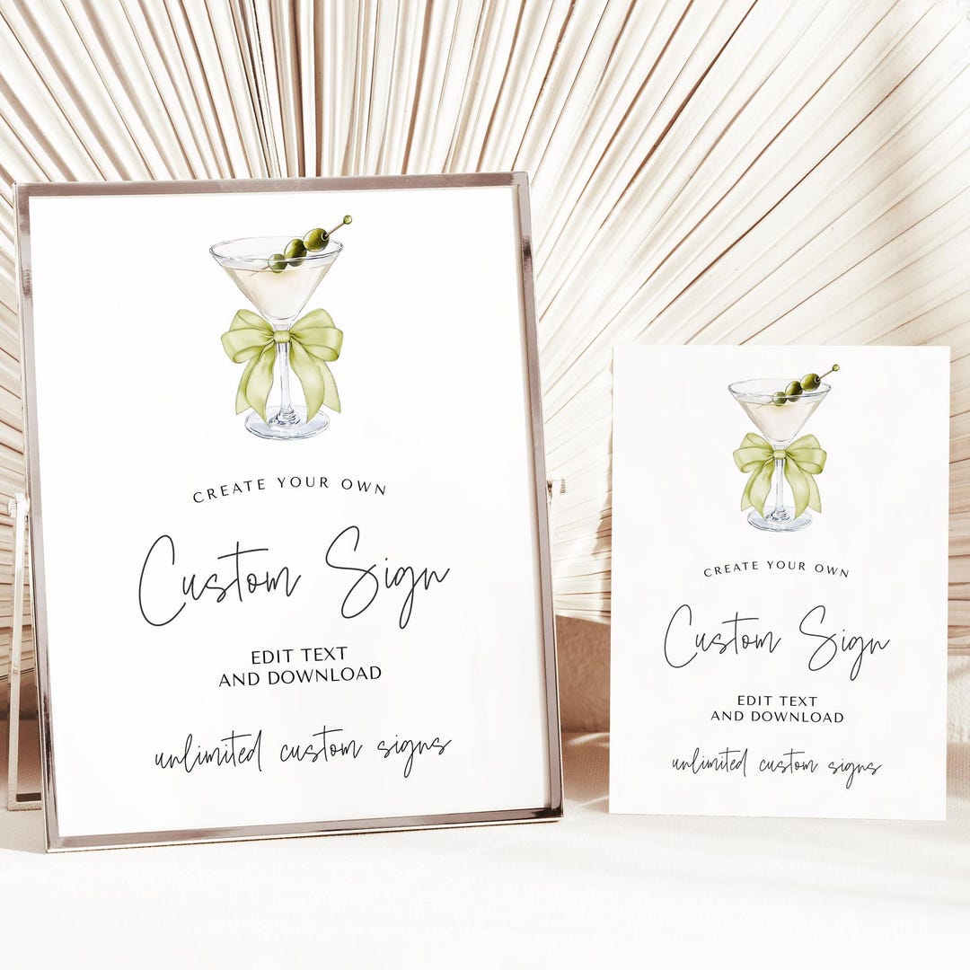 Martini Baby Shower Custom Sign Template - Gender Neutral Baby Shower ...