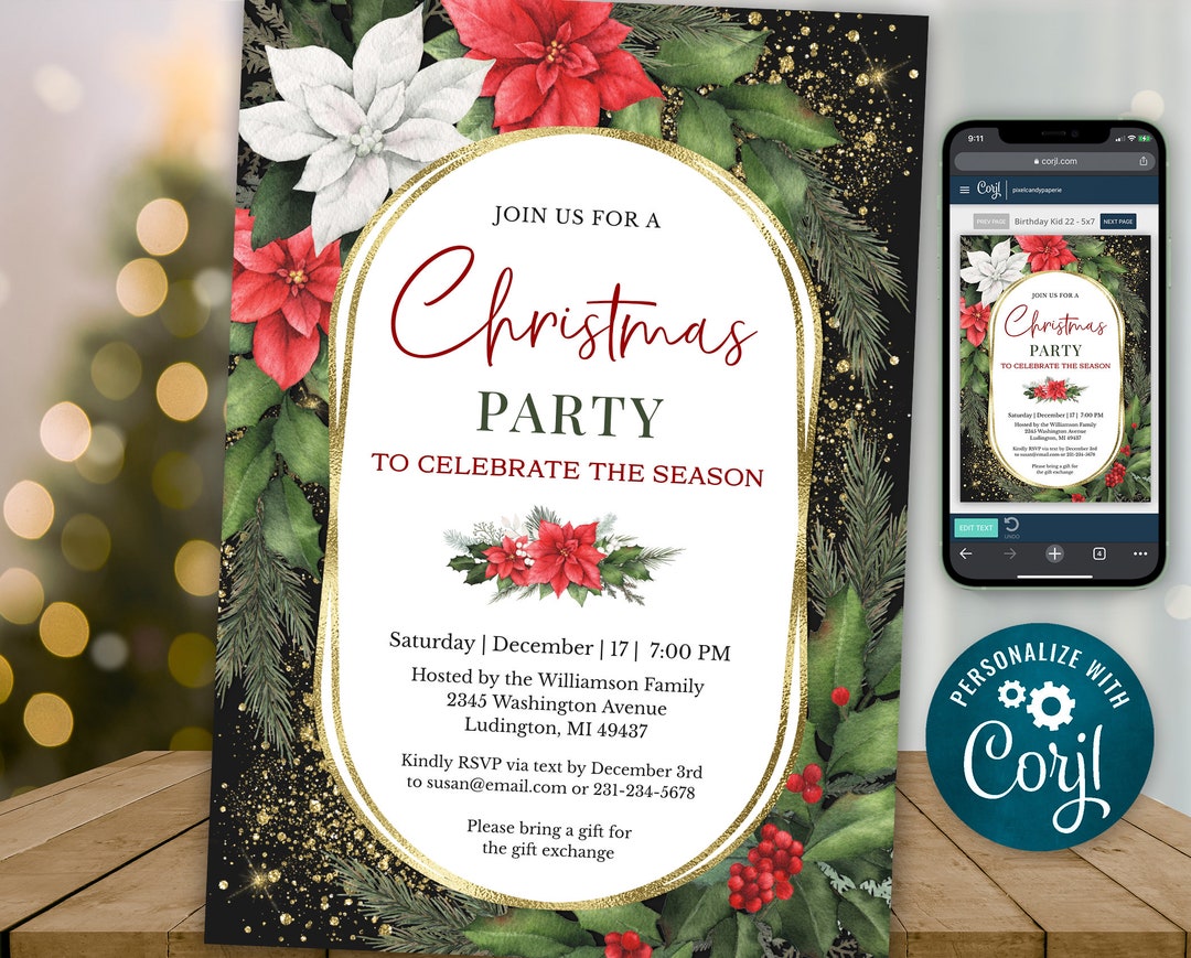 Editable Christmas Party Invitations Christmas Party Invite - Etsy
