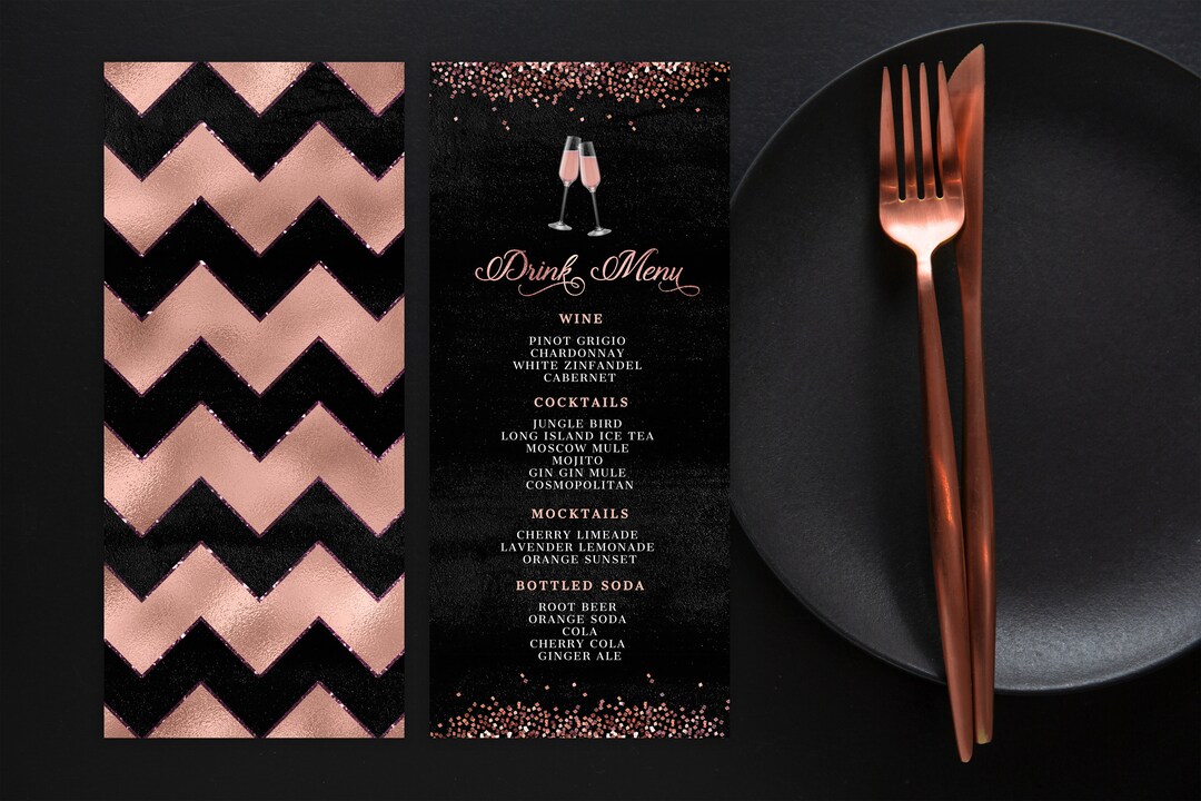 Menu Template and Drink Menu Template Sparkly Glitter Rose - Etsy