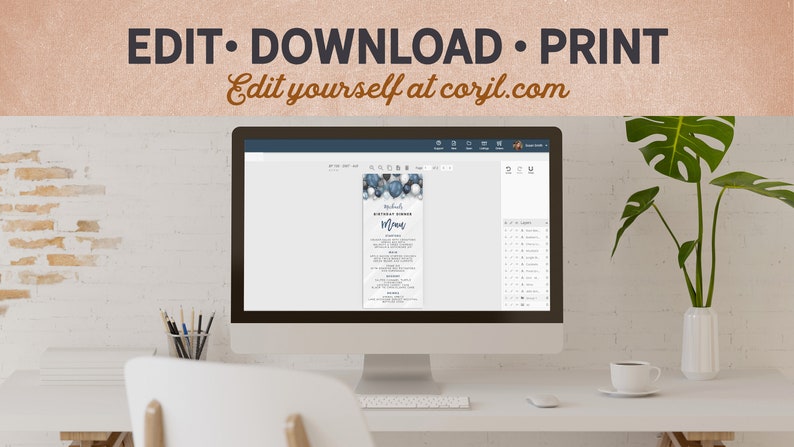Blue & White Menu Card Menu Template and Drink Menu Event - Etsy