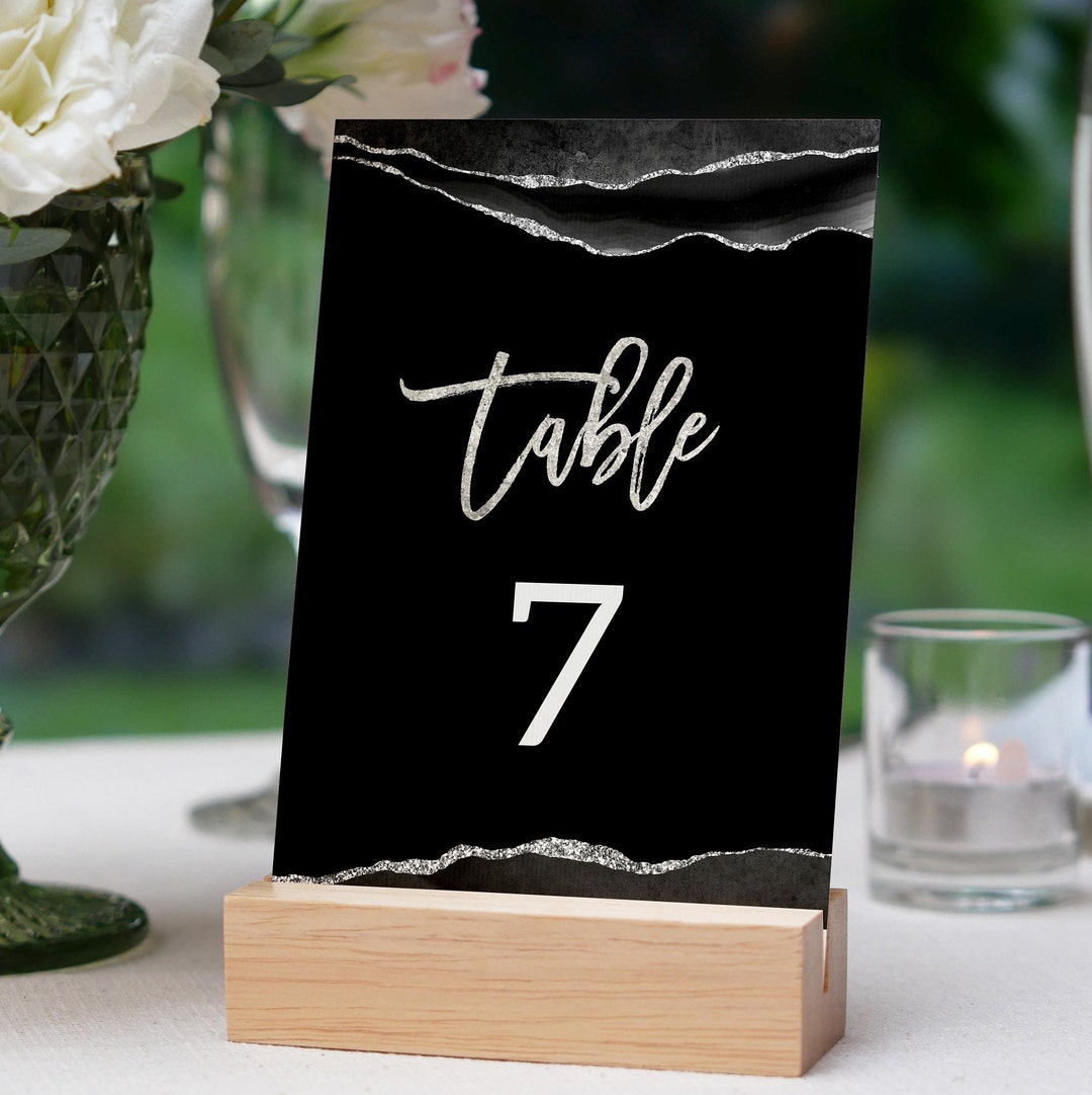 Black & Silver Table Numbers Template, Reception Table Numbers ...