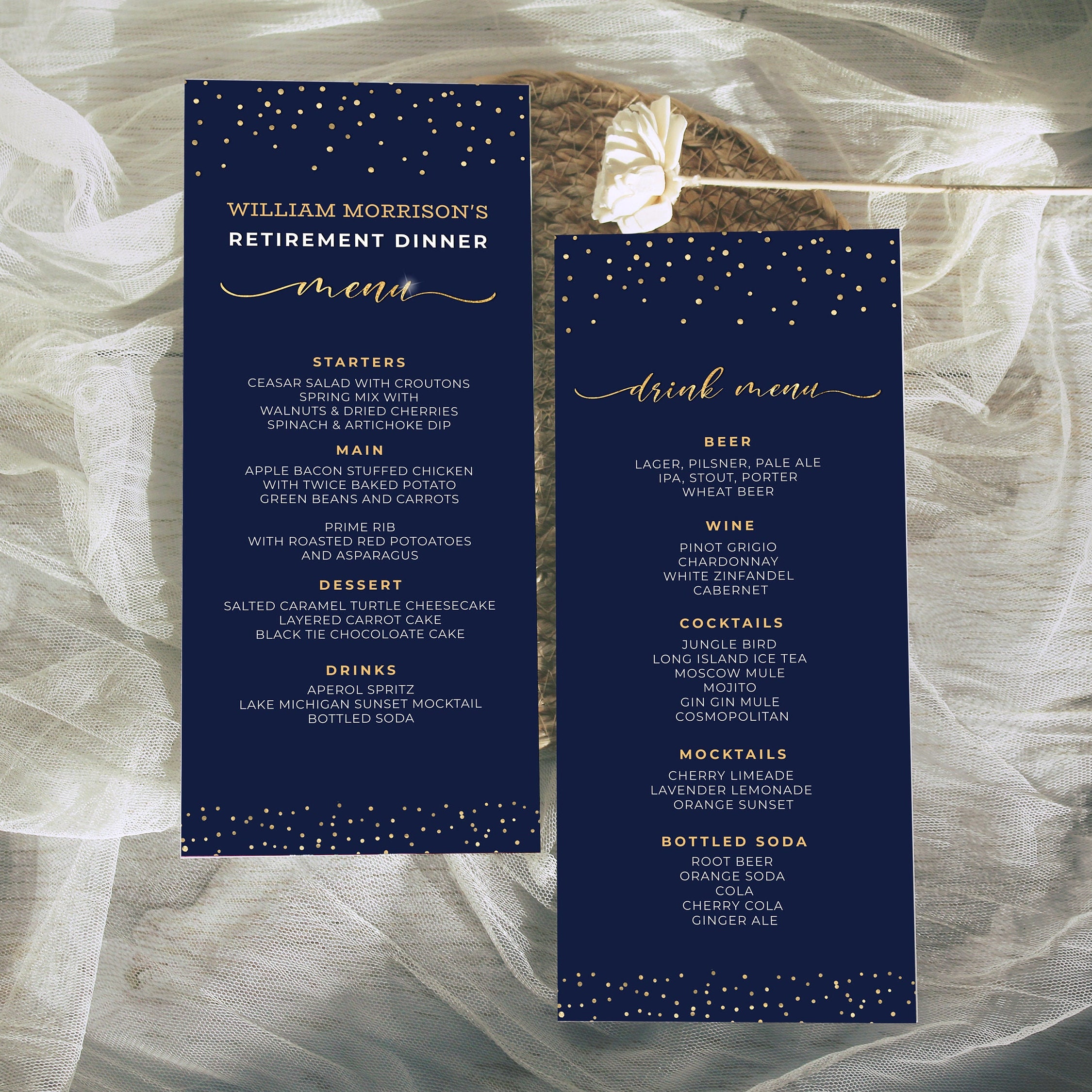 Navy Blue and Gold Menu Card - Menu Template and Drink Menu Event Menu ...