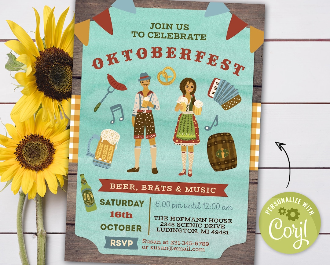 Oktoberfest Invitation, Octoberfest Invitation - Autumn Beer Party ...