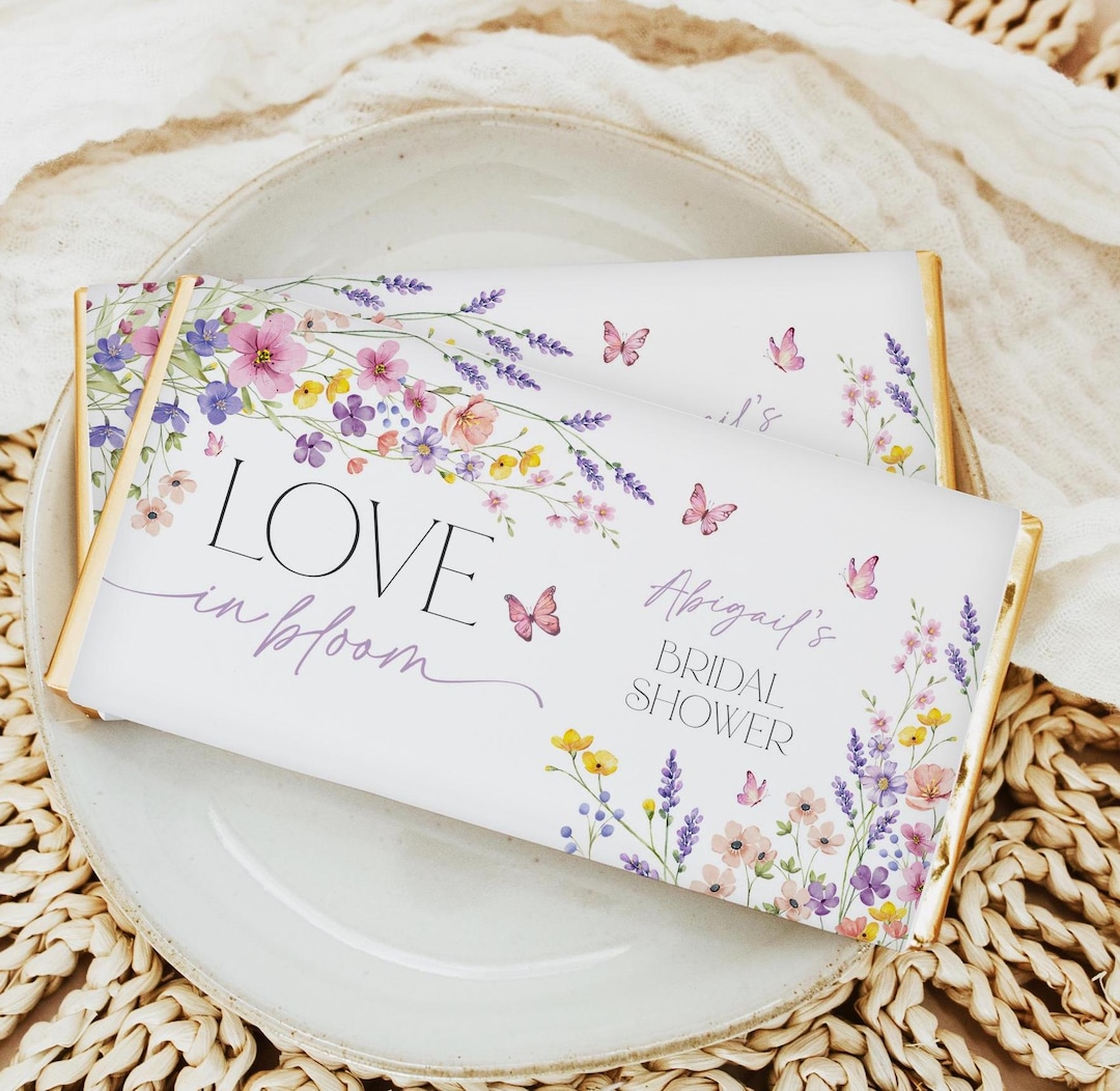 Love in Bloom Bridal Shower Chocolate Bar Candy Bar Wrapper Template ...