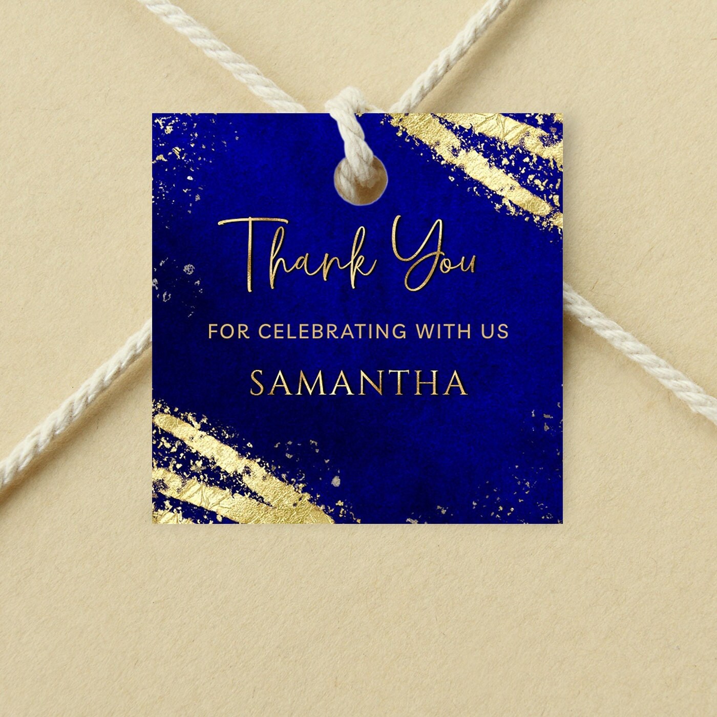 Royal Blue and Gold Favor Tag Template - Gift Tag Template, Glitter ...