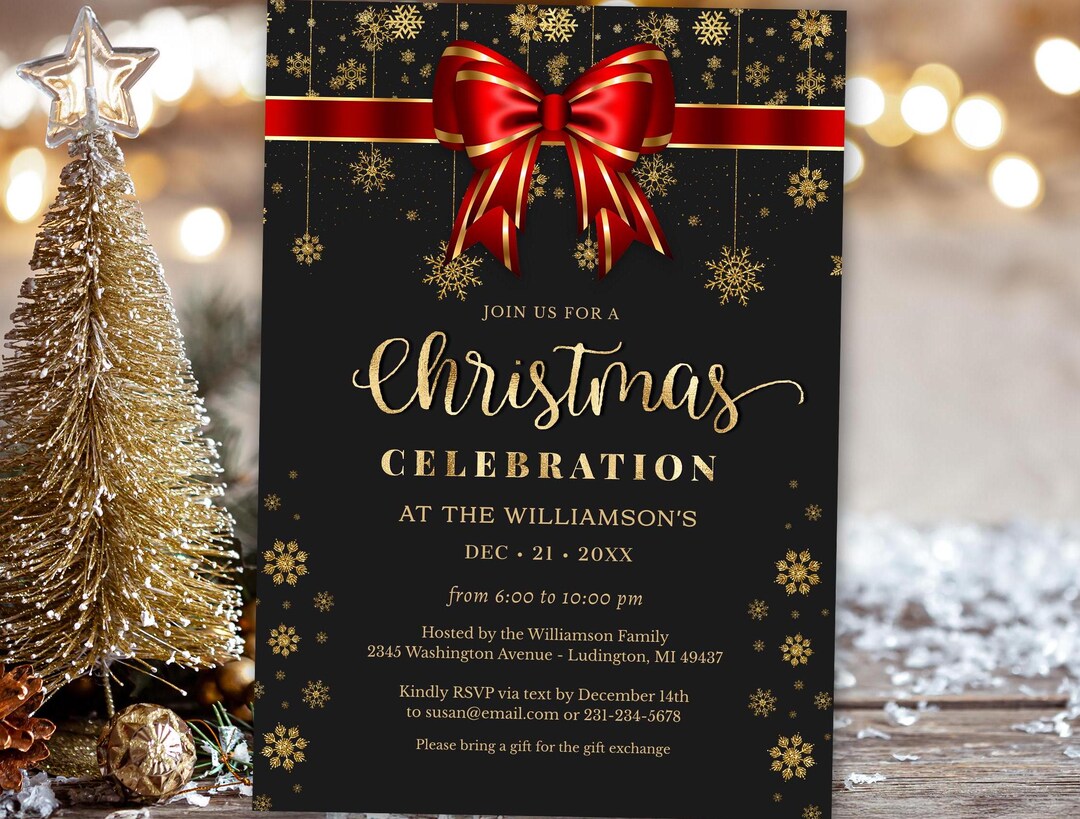 Christmas Party Invitation Template - Christmas Celebration Invite ...