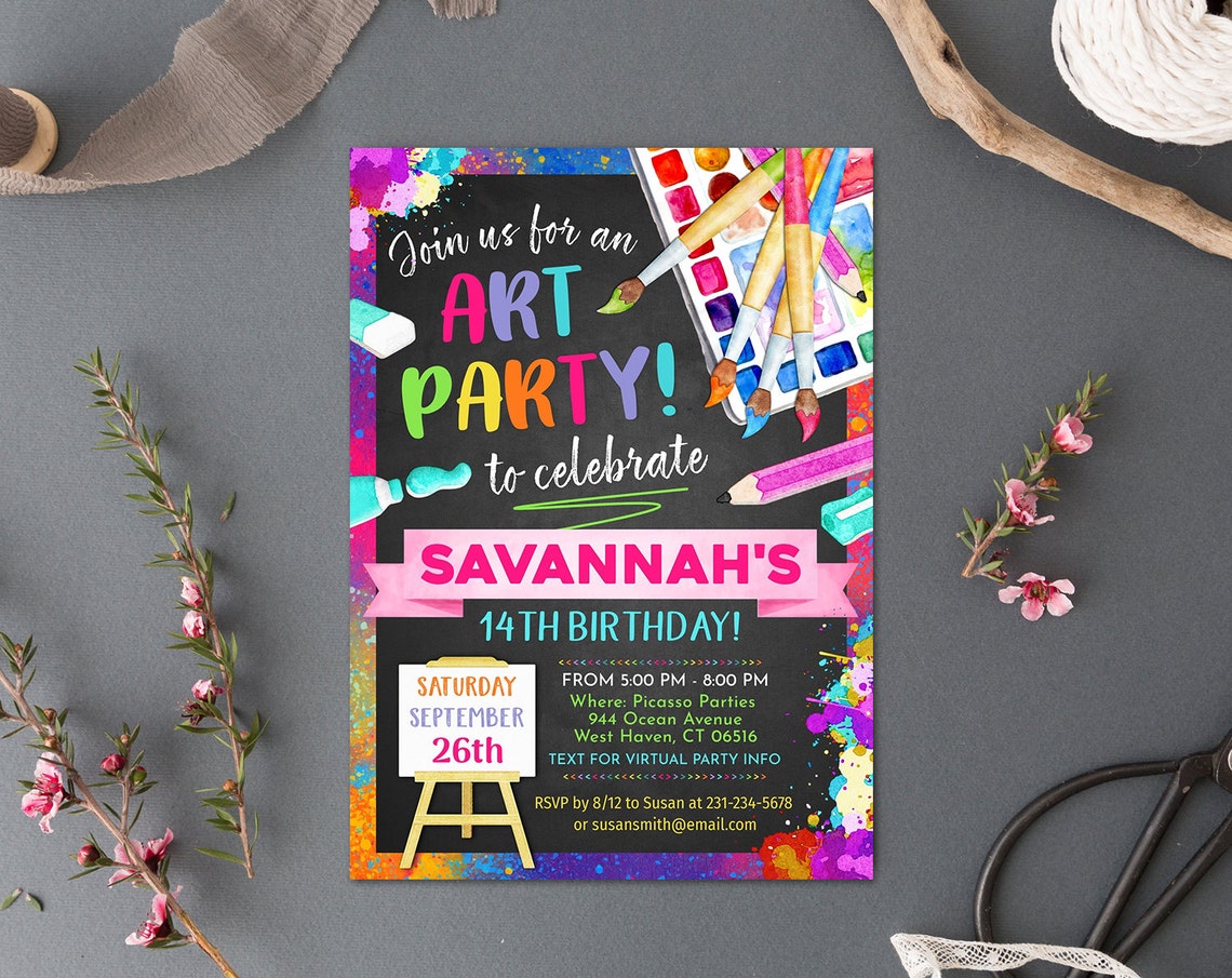 Paint Party Invitation Paint Party Invitation Kids Painting | Etsy