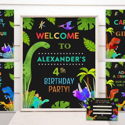 Printable Dinosaur Party Signs Dinosaur Birthday Party Sign - Etsy