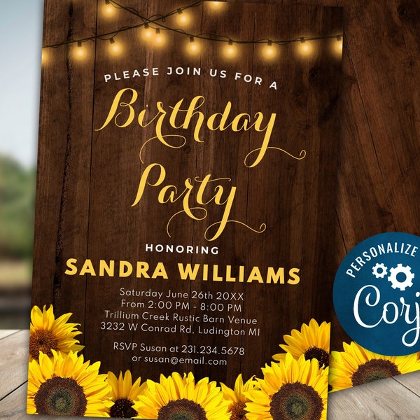 Sunflower Invitation - Etsy