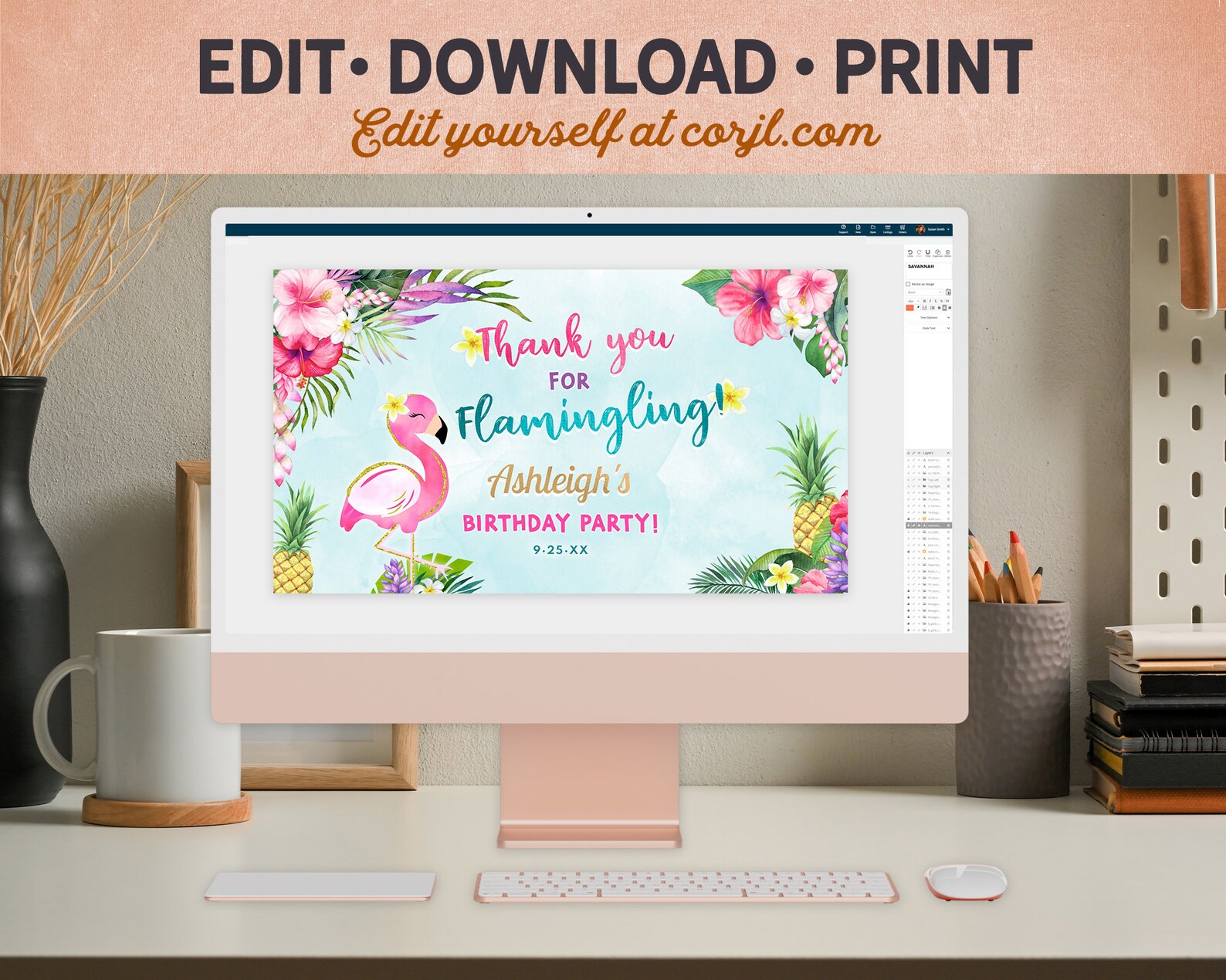 Editable Flamingo Gable Box Templates Tropical Flamingo Theme - Etsy