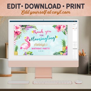 Editable Flamingo Gable Box Templates, Tropical Flamingo Theme Party ...