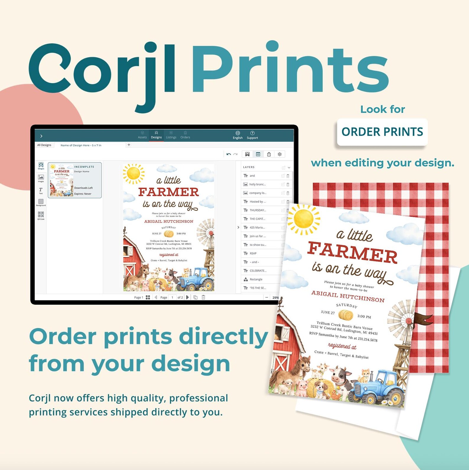 Barnyard Baby Shower Welcome Sign Template - A Little Farmer is on the ...
