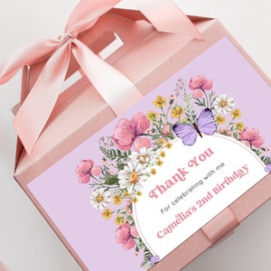 Editable Wildflower Birthday Gable Box Template - Pink + Purple Boho ...