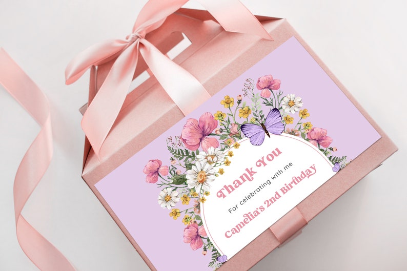 Editable Wildflower Birthday Gable Box Template - Pink + Purple Boho ...