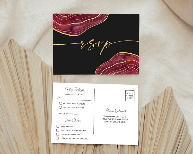 Editable RSVP Card Template With Menu Choices - Rsvp Post Card ...