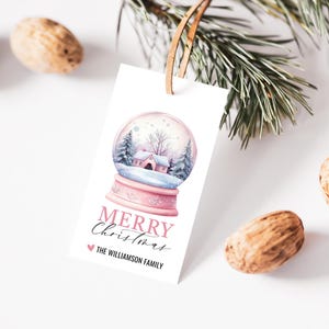 Editable Christmas Gift Tag Template - Personalized Pink Pastel Cute ...