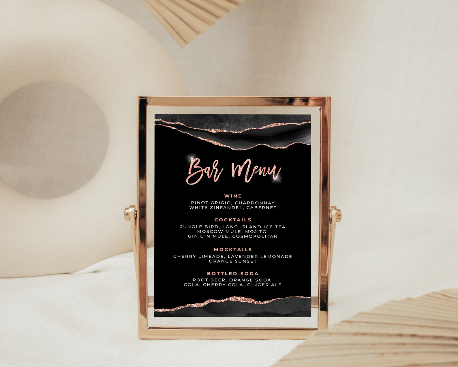 Rose Gold Bar Menu Template Drink Menu Event Menu Template - Etsy