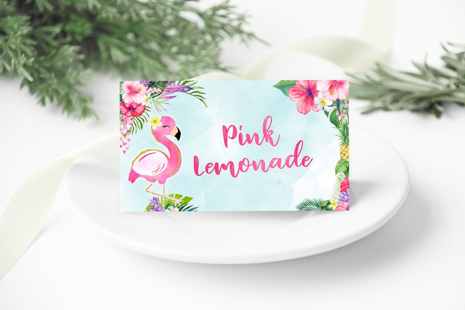 Printable Flamingo Party Food Label Template, Flamingo Theme Party ...