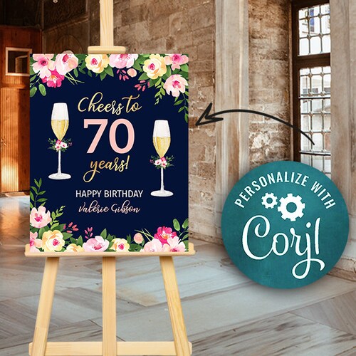 70th Birthday Sign Cheers to 70 Years Printable 70 - Etsy