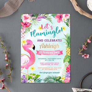 Digital and Printable Flamingo Birthday Party Invitation Flamingo Theme ...