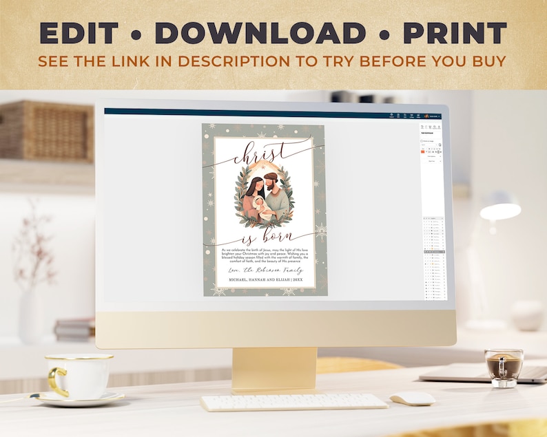 Nativity Christmas Photo Card Template - Christian Christmas Card ...