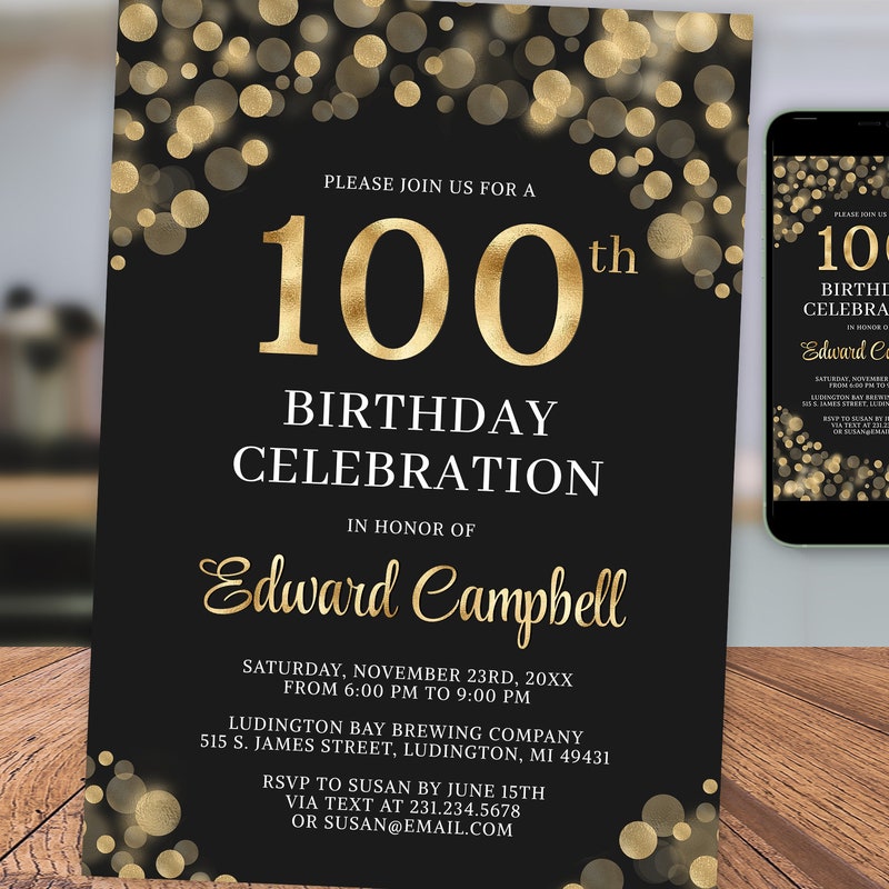 100th Birthday Invitations - Etsy