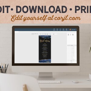 Blue and Gold Menu Card - Menu Template and Drink Menu Event Menu ...