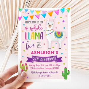 Llama Invitation, Llama Birthday Invitation, Llama Theme Party & Evite ...