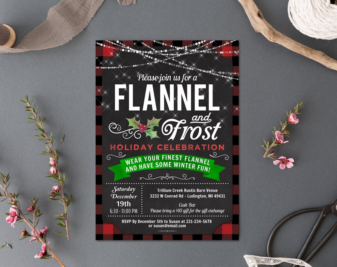 Flannel & Frost Party Invitation Flannel Christmas Party - Etsy
