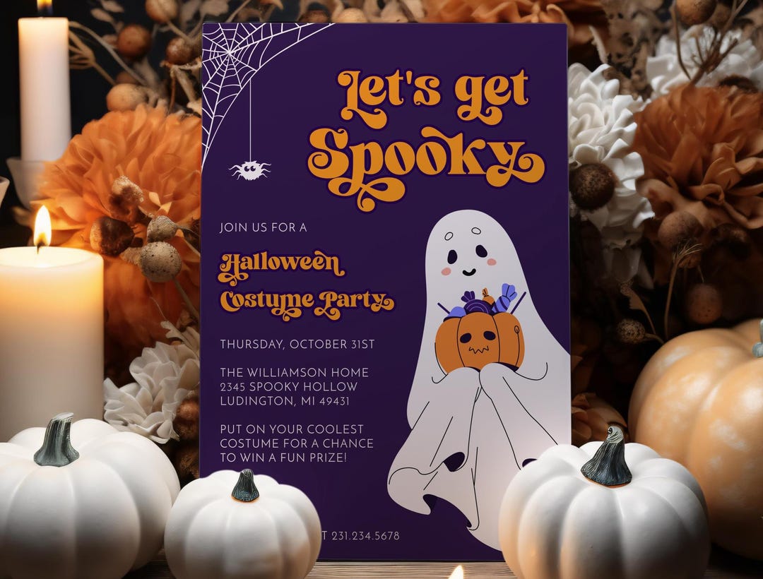 Editable Halloween Party Invitation - Let's Get Spooky Halloween Invite ...
