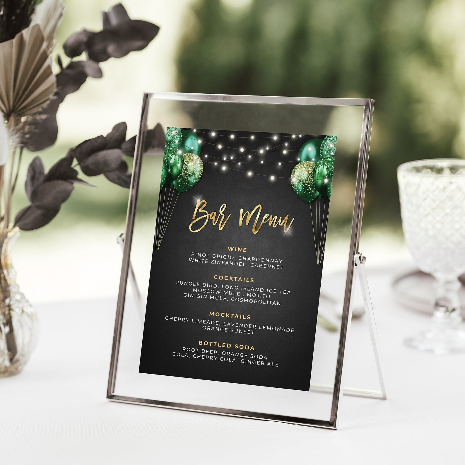 Emerald Green and Gold Bar Menu Template - Drink Menu Event Menu ...