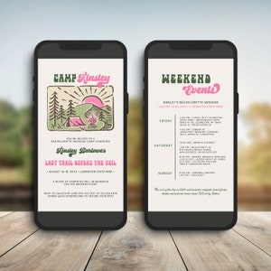 Camp Bachelorette Party Invitation - Weekend Camping Itinerary - Girls ...