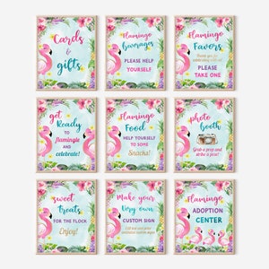 Flamingo Birthday Party Sign Templates, Tropical Flamingo Theme Party ...