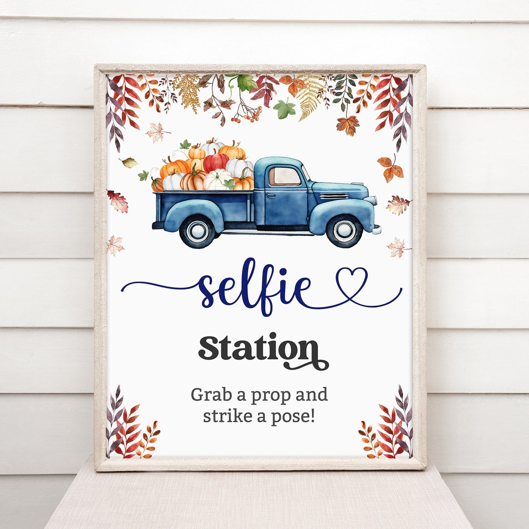 Fall Pumpkin Baby Shower Editable Selfie Station Sign - Boy Baby Shower ...
