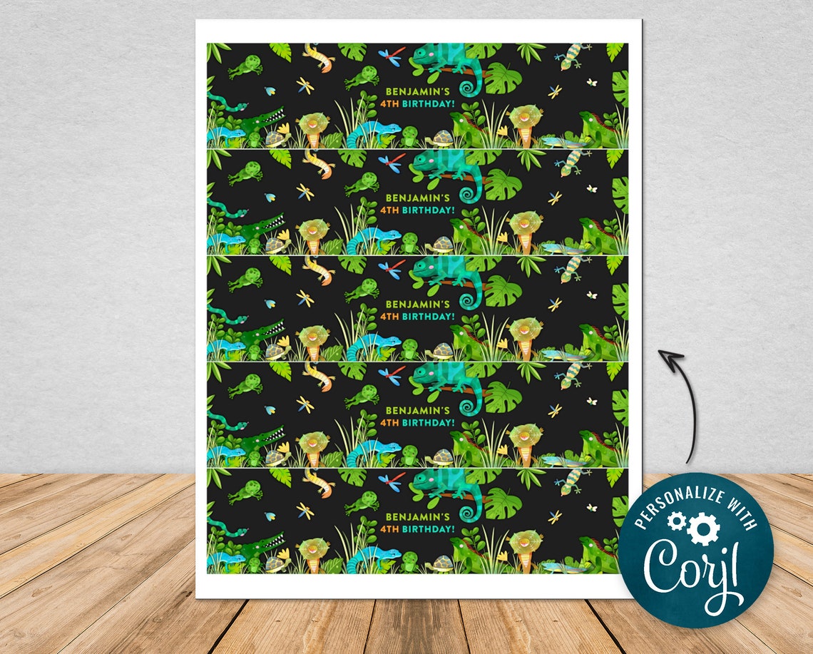 Reptile Bottle Labels, Reptile Labels, Lizard Bottle Wraps, Printable ...