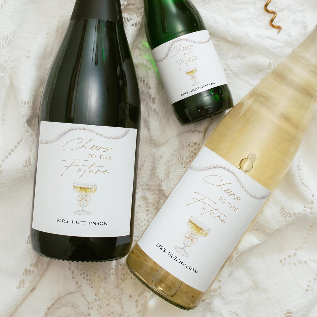 Pearls and Prosecco Bridal Shower Wine + Champagne Label Templates ...