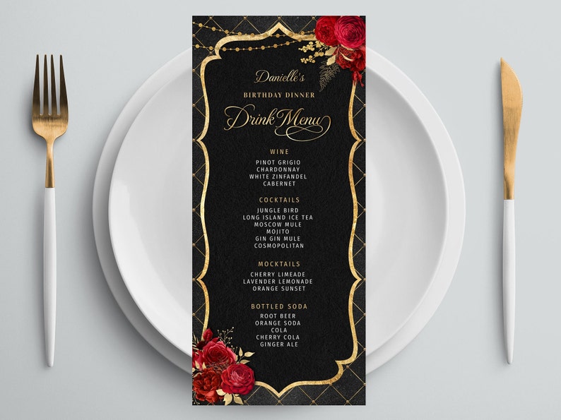Editable Menu Template and Drink Menu Event Menu Template - Etsy