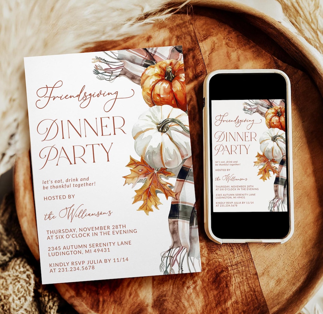 Editable Friendsgiving Invitation - Thanksgiving Dinner Party ...